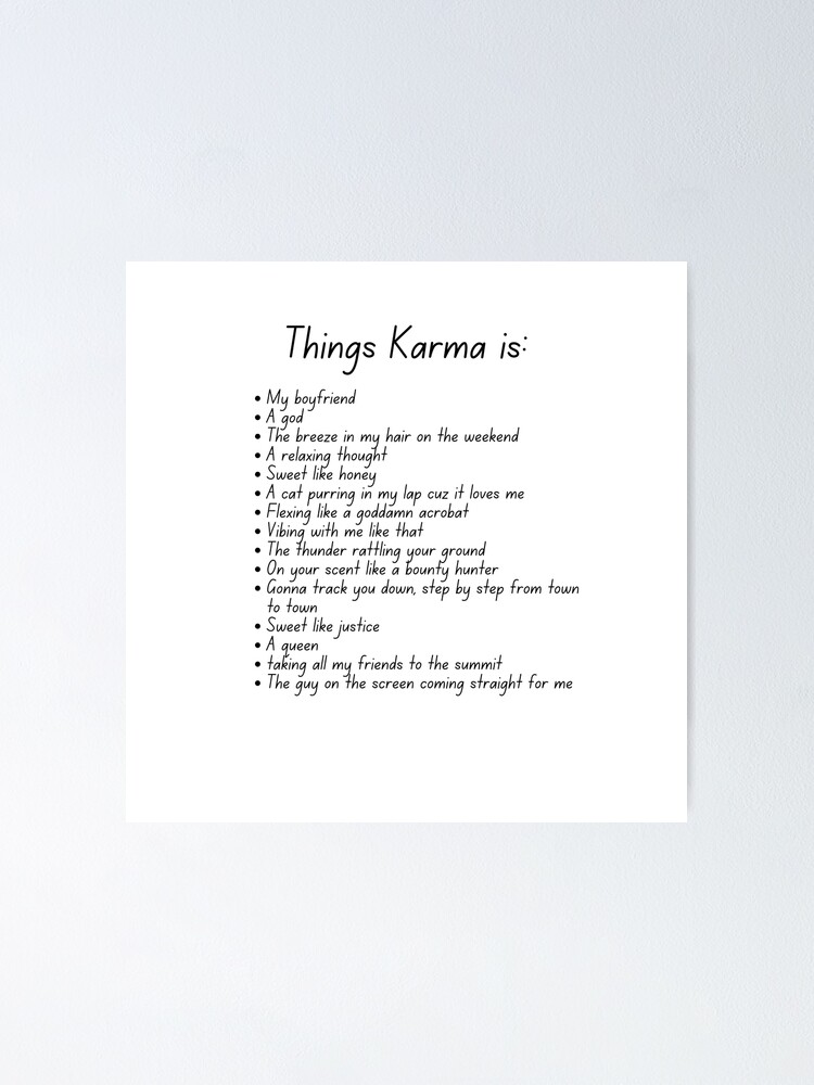 "Karma Taylor Swift lyrics merch" Poster for Sale by KeeleyCurtis ...