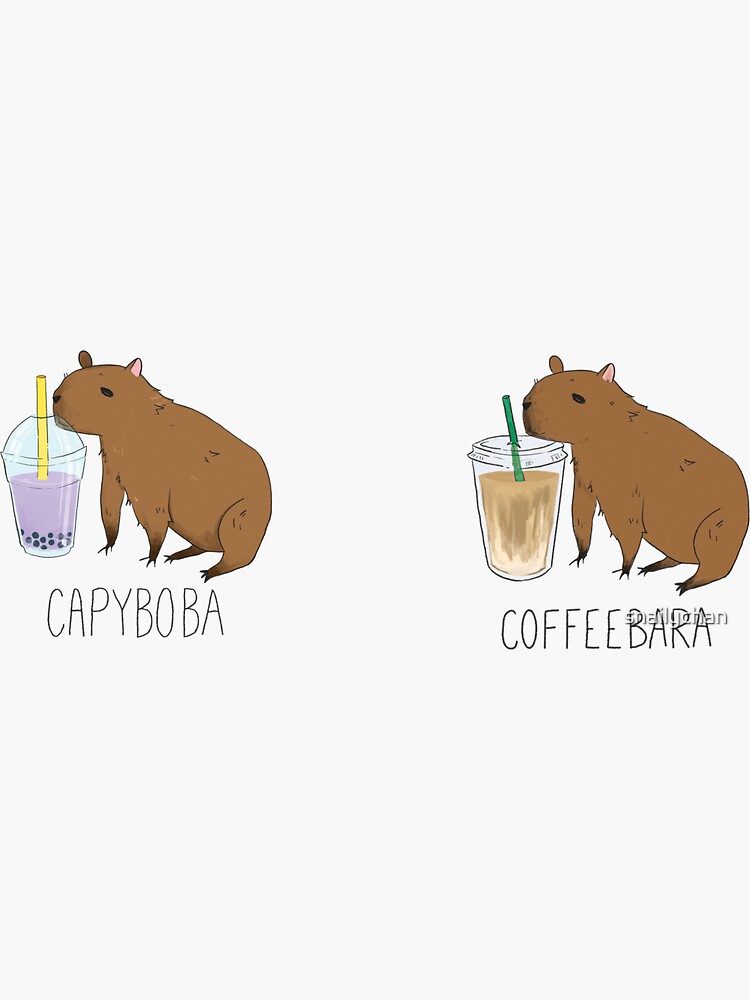 "Capybara fun drinks set" Sticker for Sale by snailychan | Redbubble