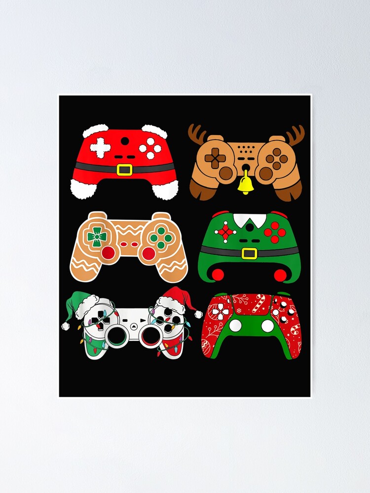 "Video Game Controller Christmas Santa Hat Gamer Boys Kids T-Shirt ...