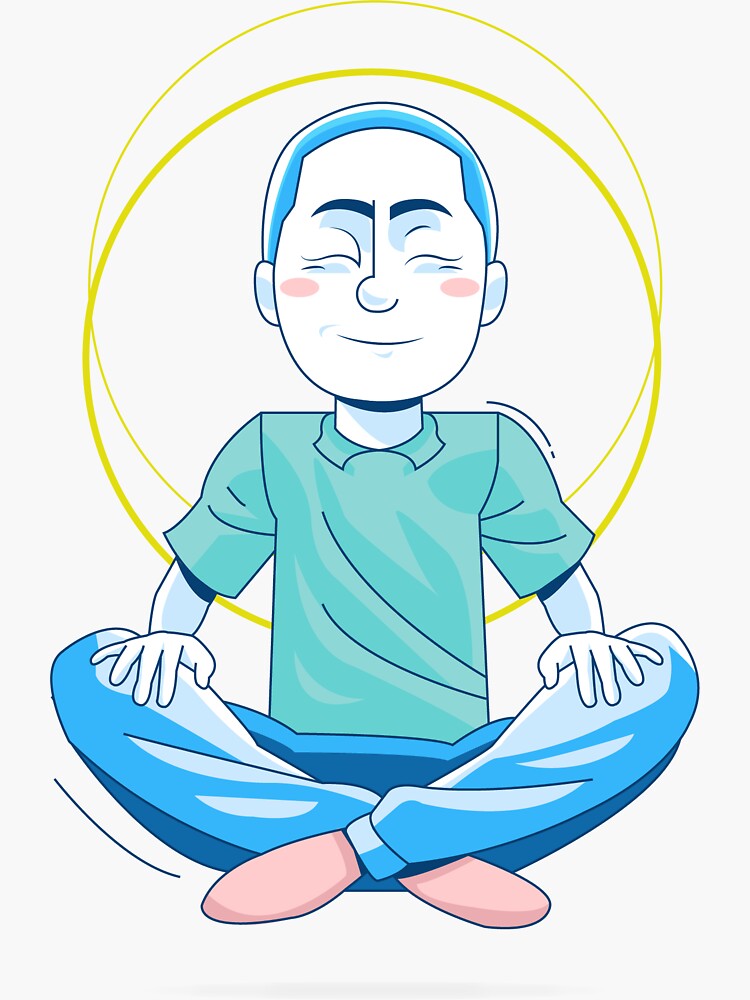 "Calm Guy Meditating" Sticker for Sale by HarlemProjekt | Redbubble