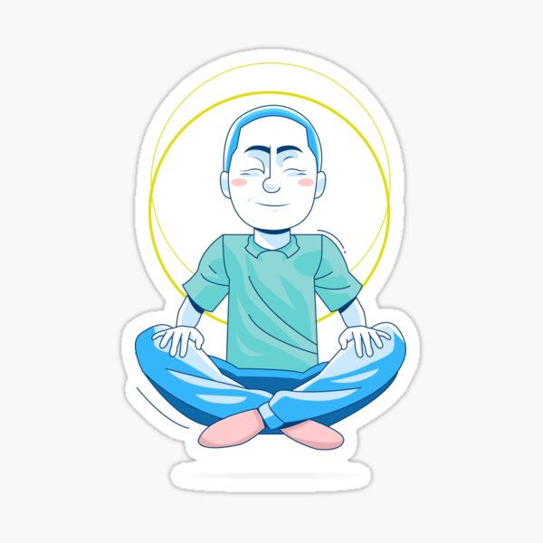 "Calm Guy Meditating" Sticker for Sale by HarlemProjekt | Redbubble