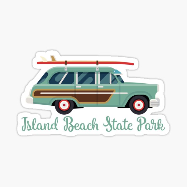 "Island Beach State Park, NJ Retro Surf Wagon" Sticker for Sale by ...