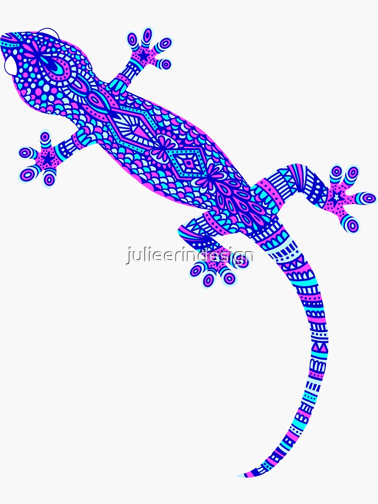 "Pink and Blue Gecko" Sticker for Sale by julieerindesign | Redbubble
