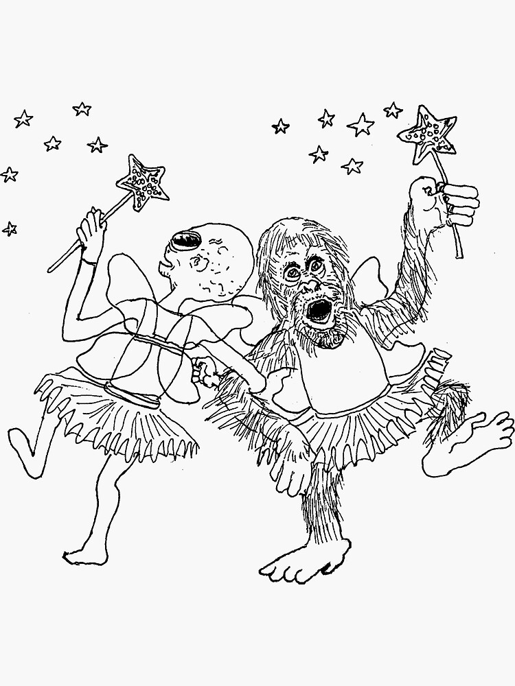 "Dancing alien & monkey" Sticker for Sale by SketchPrimitive | Redbubble