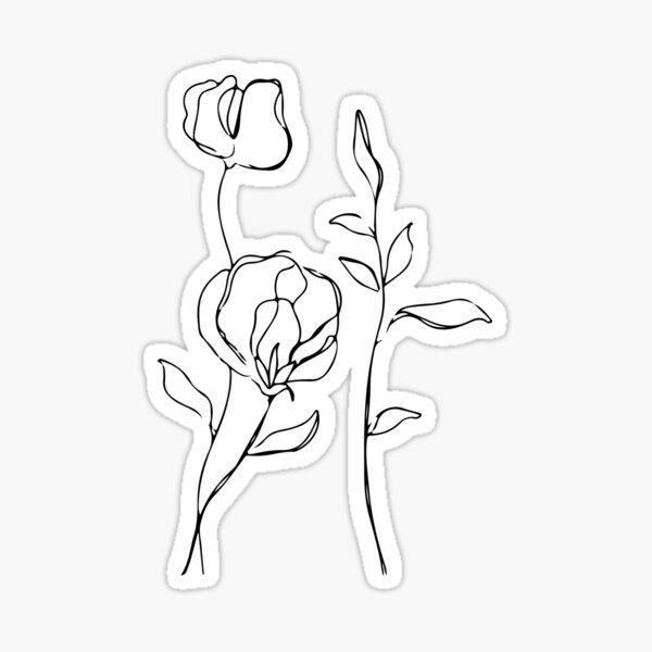 "flower line art doodle tattoo" Sticker for Sale by audreystore | Redbubble