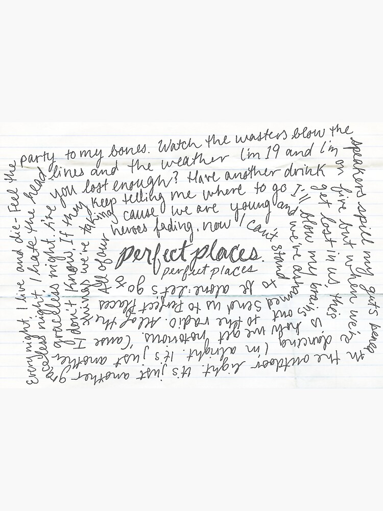 "Perfect Places Script" Sticker for Sale by juliaghoulia | Redbubble