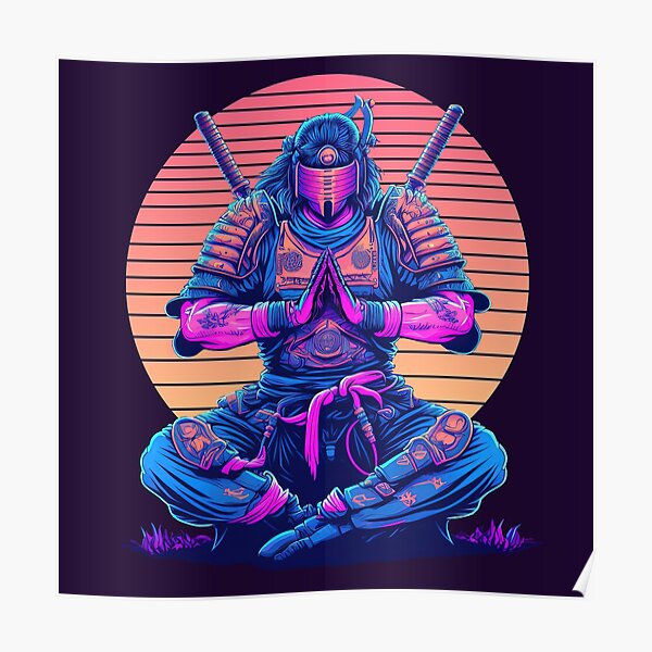 "Neon Cyberpunk Samurai " Poster for Sale by ChasmicArt | Redbubble