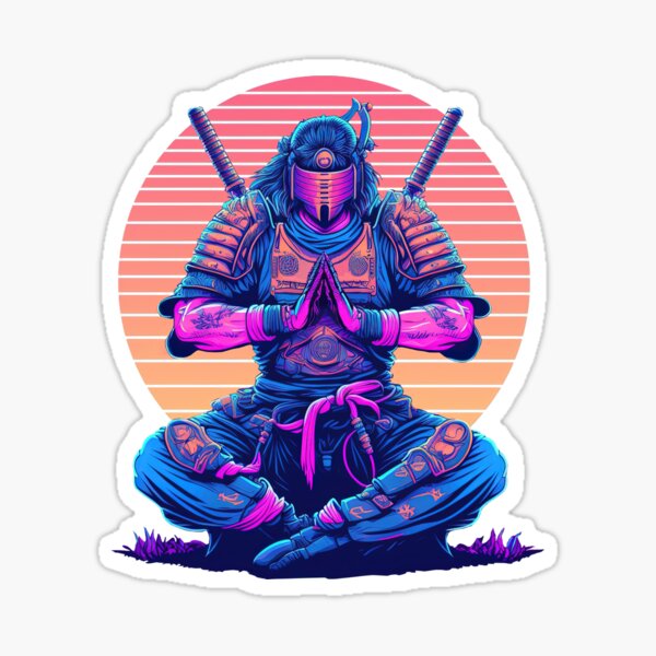 "Neon Cyberpunk Samurai " Sticker for Sale by ChasmicArt | Redbubble