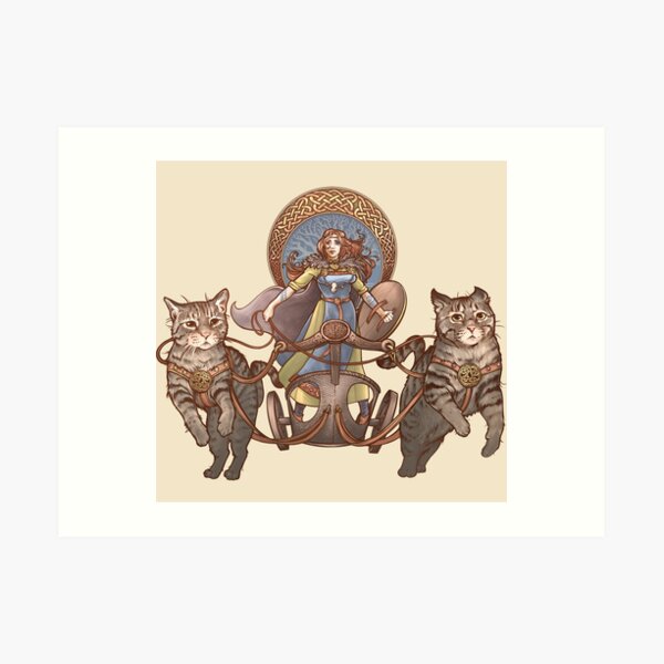 "Freya Driving Her Cat Chariot" Art Print for Sale by DaniKaulakis ...
