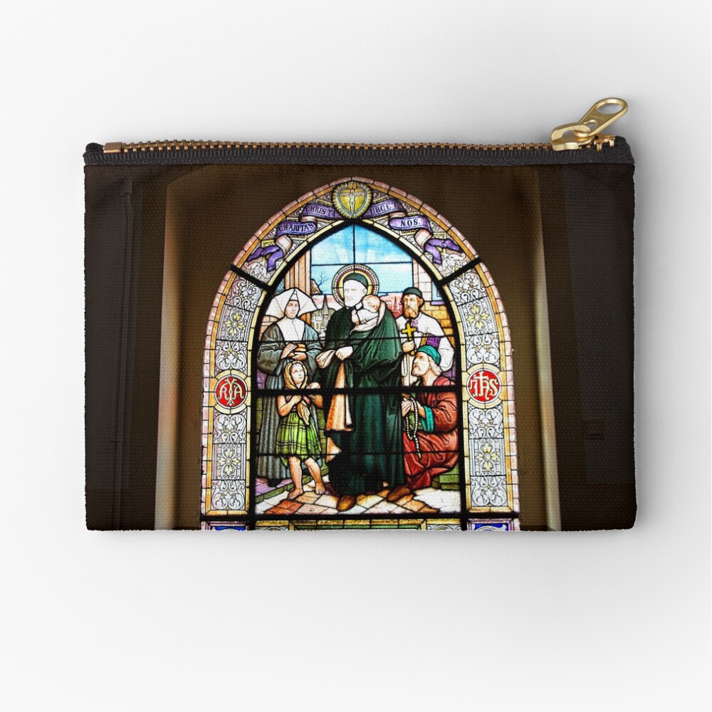 "Stained Glass Windows depicting the St. Vincent de Paul" Zipper Pouch ...