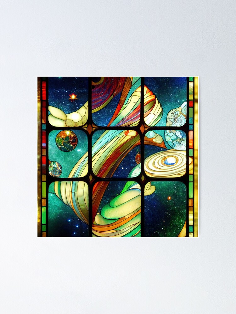 "Space Stained Glass 8 Abstract AI Generated Art" Poster for Sale by ...