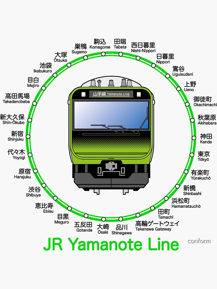 "JR Yamanote Line Train and Stations" Sticker for Sale by conform ...