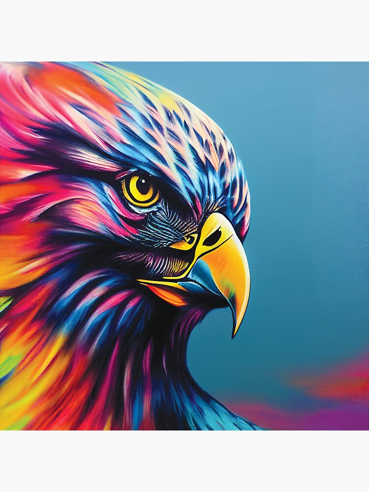 "Hawk in Rainbow Colours | Majestic Bird of Prey" Sticker for Sale by ...