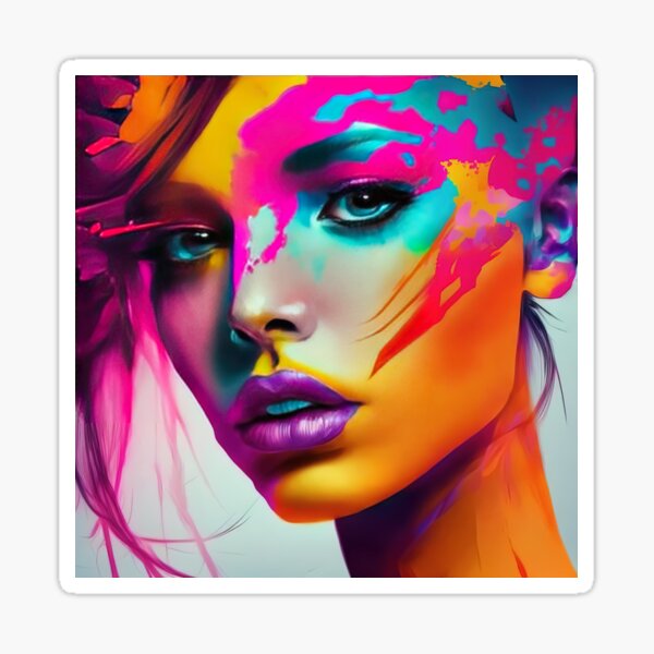 "Beautiful model colourful" Sticker for Sale by SetTheMoodArt | Redbubble