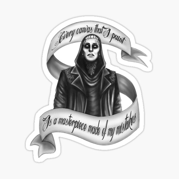 "Miw motionless in white masterpiece chris tattoo style" Sticker for ...