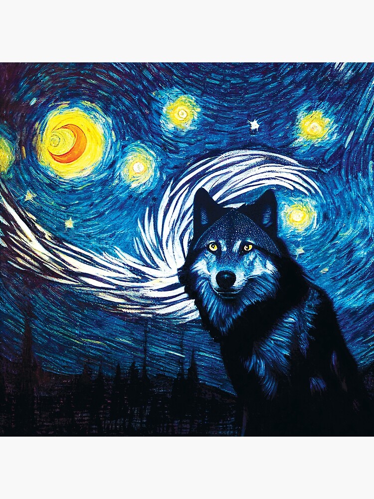 "Wolf in a Starry Night Sky. Van Gogh Style" Poster for Sale by ...