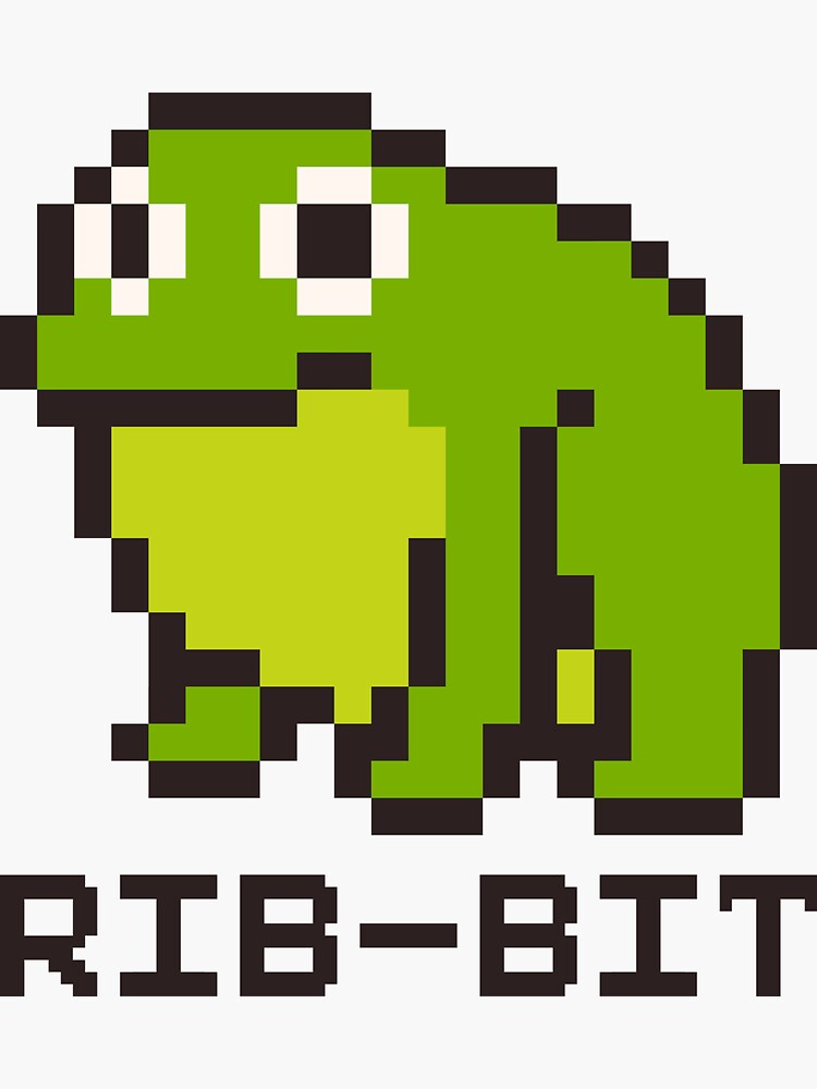 "Rib-Bit 8-Bit Pixel Frog" Sticker for Sale by blacklinesart | Redbubble