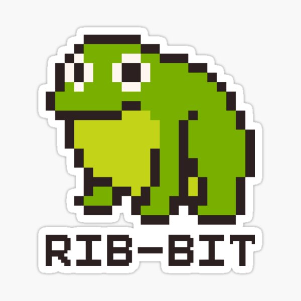 "Rib-Bit 8-Bit Pixel Frog" Sticker for Sale by blacklinesart | Redbubble