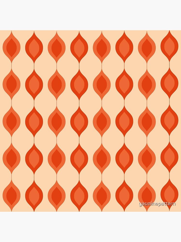 " Minimalist Mid Century Modern Ogee ovals pattern in orange and red ...