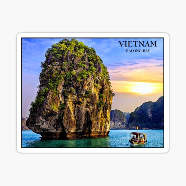 "VIETNAM : Vintage Halong Bay Travel And Tourism Print" Sticker by ...