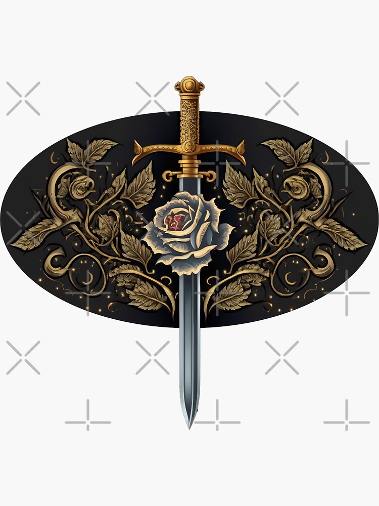 "Sword with a rose in a golden design" Sticker for Sale by MuseAIum ...