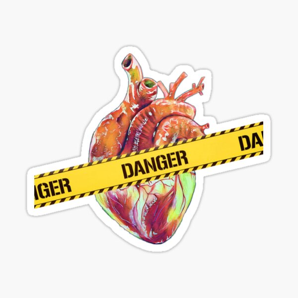 "Heart-danger-love-black-white" Sticker for Sale by Hafsaabde | Redbubble