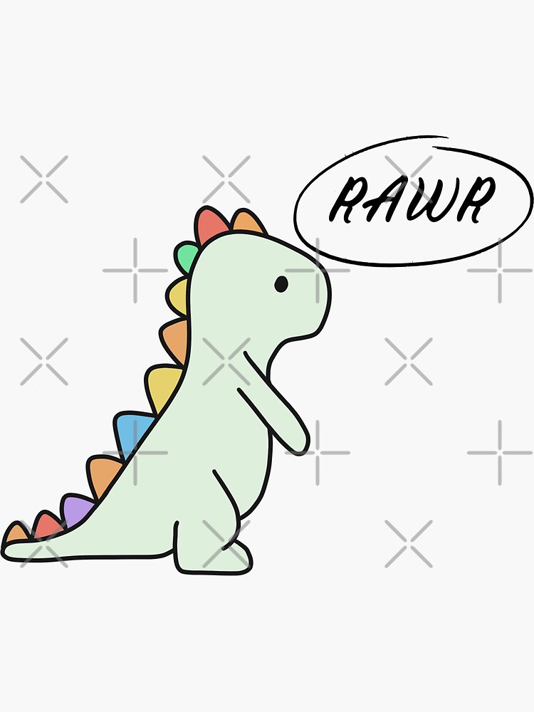 "Rainbow Dinosaur Rawr" Sticker for Sale by MollyJaneArt | Redbubble