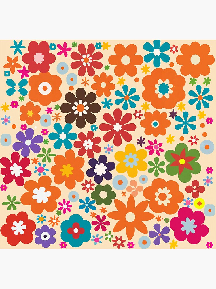 "Retro Flowers 60s 70s" Sticker for Sale by soolsma | Redbubble