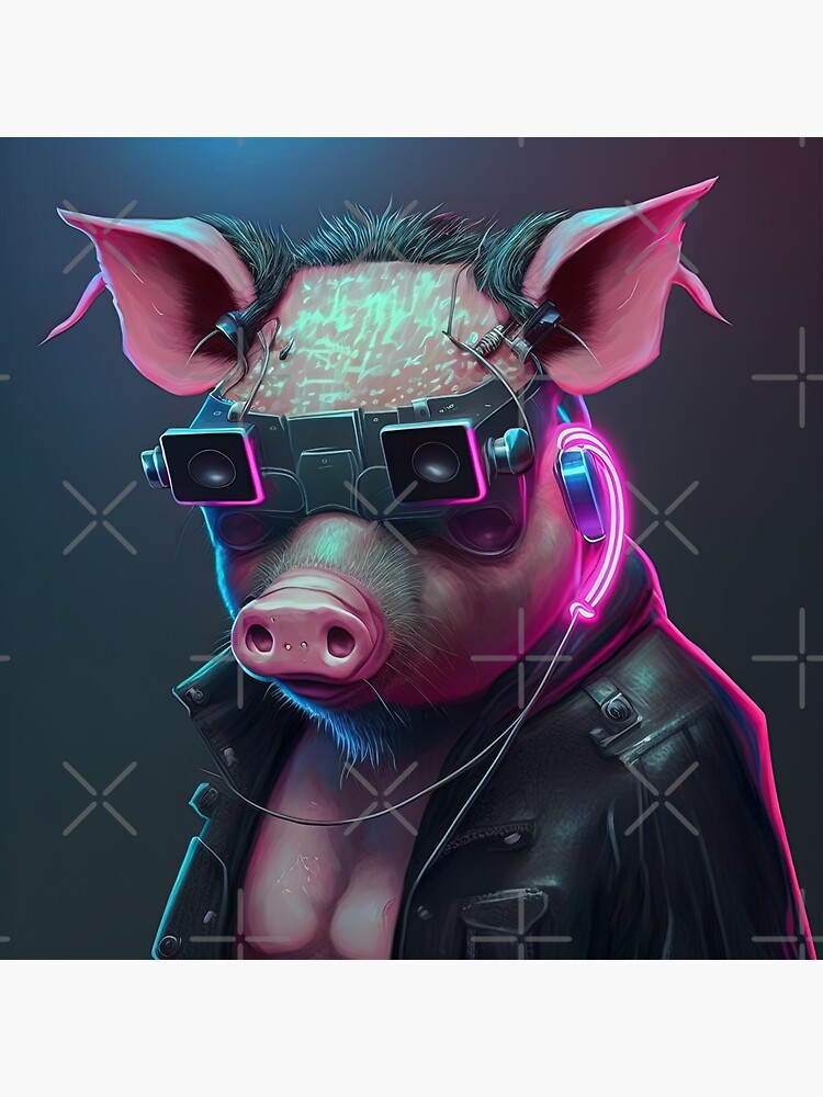 "Cyberpunk cool pig" Sticker for Sale by AnimalArtPhotos | Redbubble