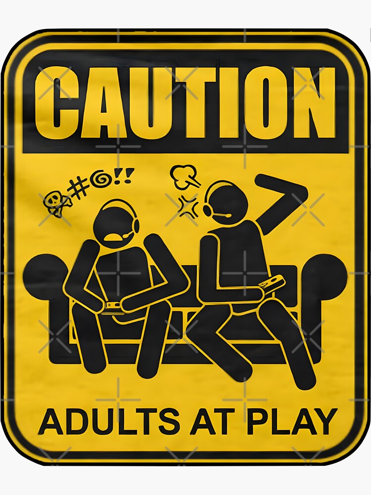 "Caution! Adults at Play " Sticker for Sale by Artwistooo | Redbubble