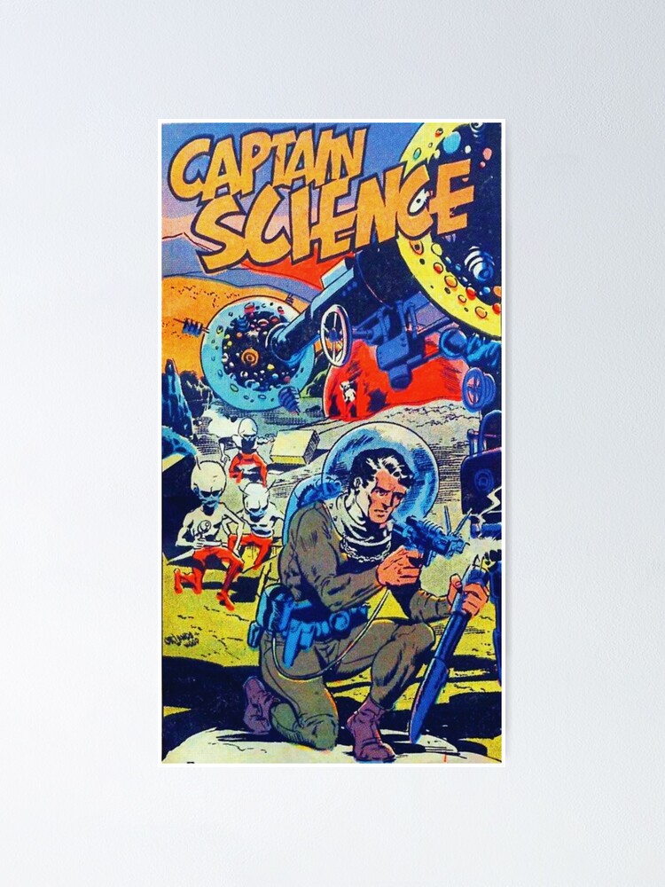 "Captain Science comic book scene | retro aesthetic " Poster for Sale ...