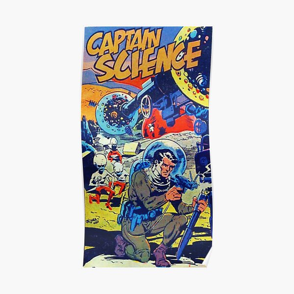 "Captain Science comic book scene | retro aesthetic " Poster for Sale ...