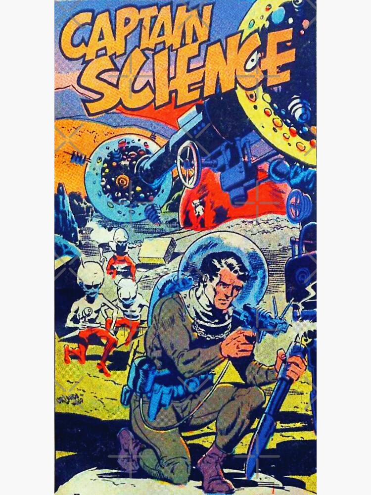 "Captain Science comic book scene | retro aesthetic " Sticker for Sale ...