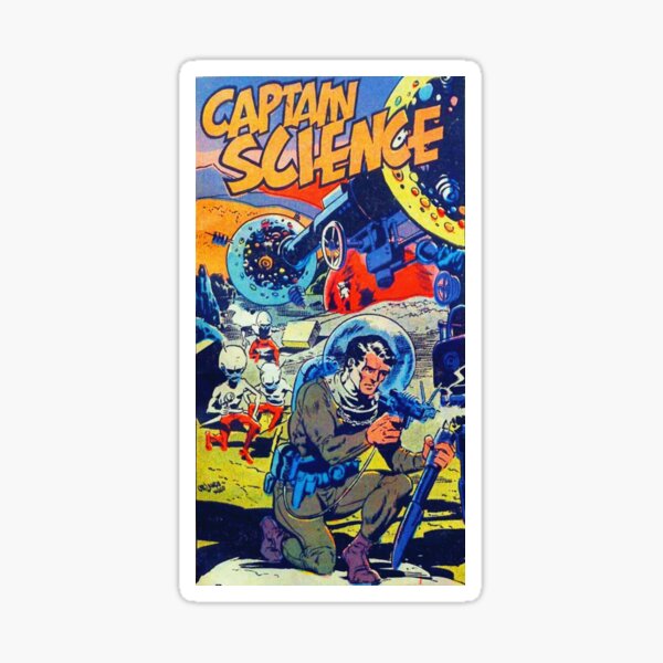 "Captain Science comic book scene | retro aesthetic " Sticker for Sale ...