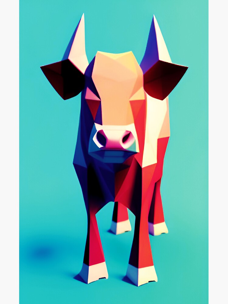 "Poly Cow" Sticker for Sale by AImageX | Redbubble