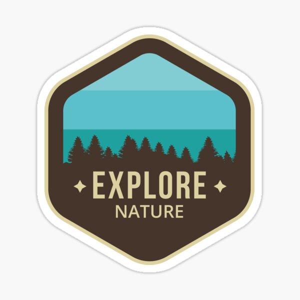 " explore nature blue sky logo" Sticker for Sale by Garage21Studio ...