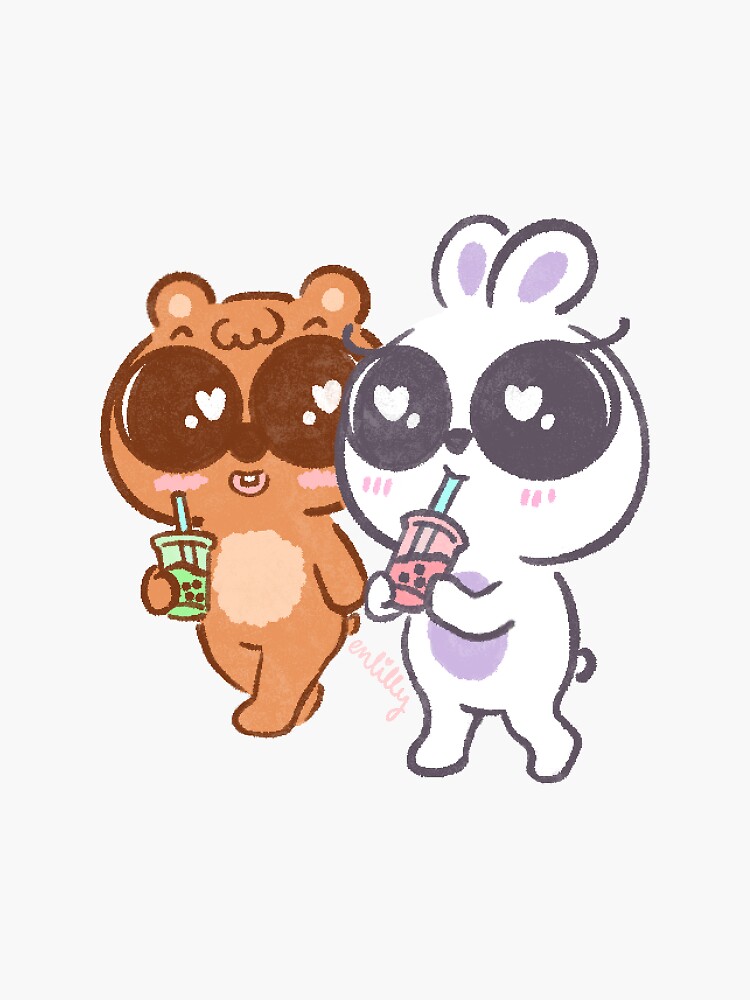 "Skzoo Han Quokka Leebit Minsung Boba Date" Sticker for Sale by enlilly ...