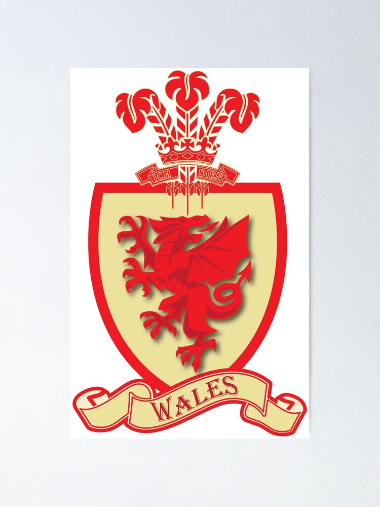 "Wales sporting badge with dragon and shield" Poster for Sale by ...