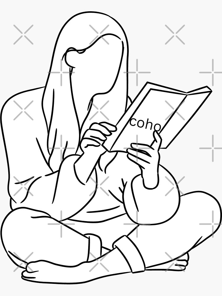 "Girl Reading CoHo Book" Sticker for Sale by selmaal | Redbubble