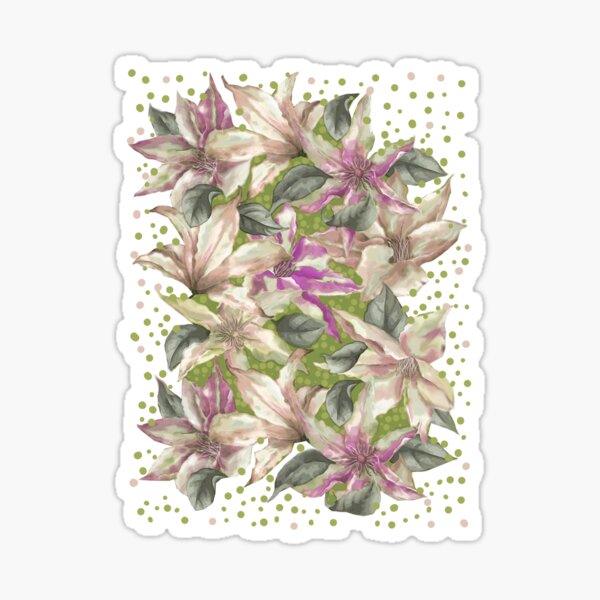 "Pink Purple Clematis" Sticker for Sale by TinaVeenstra | Redbubble