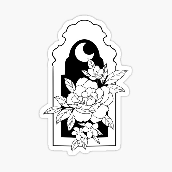 "Moonlight flowers (line art)" Sticker for Sale by ceceYamashita ...