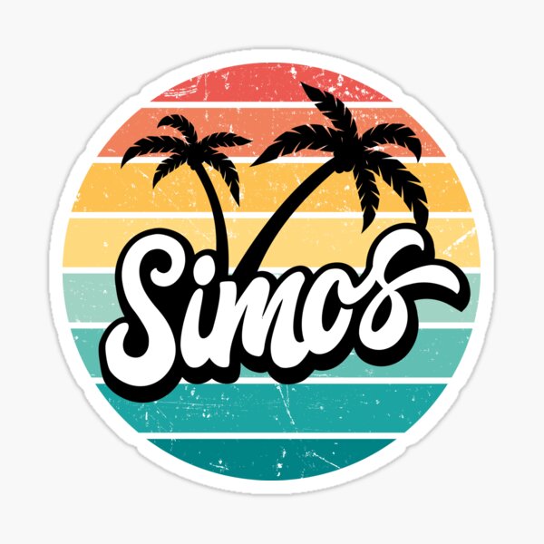 "Simos Beach, Greece retro sunset" Sticker for Sale by paubaz | Redbubble