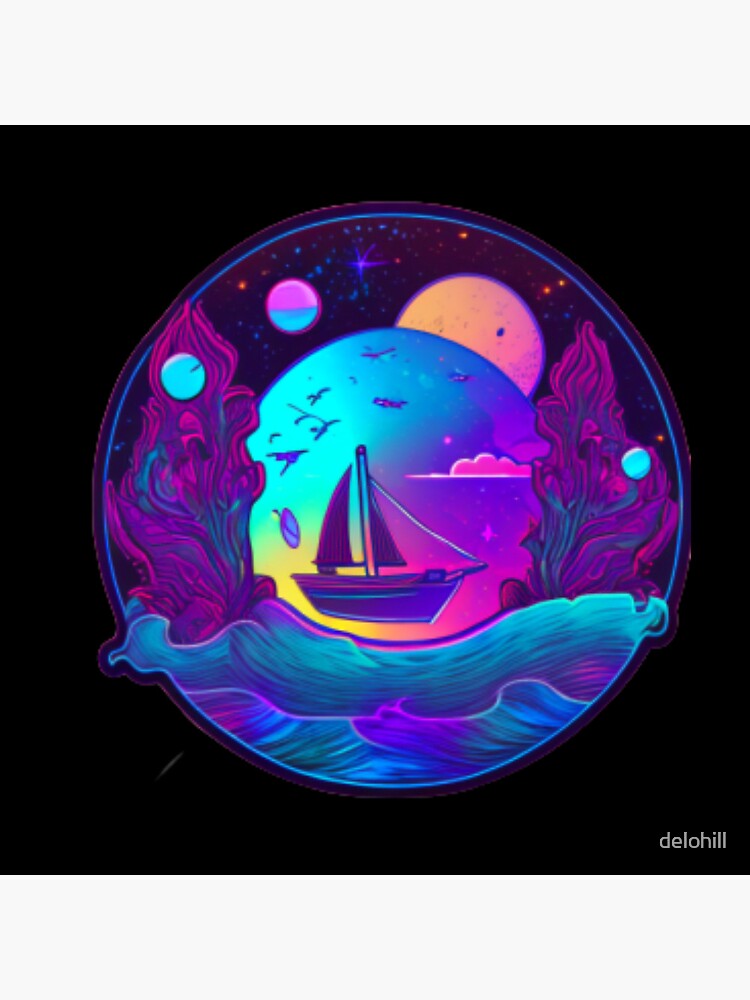 "Trippy Retro Pirate Ship Landscape Scene Design" Poster for Sale by ...