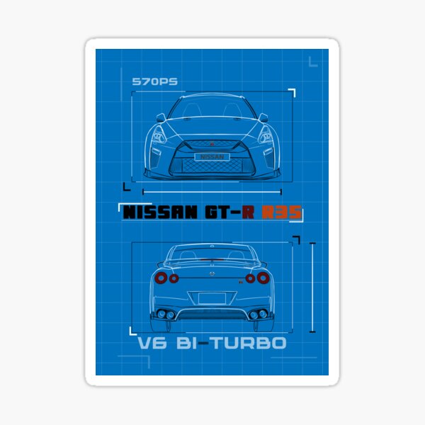 "GT-R R35 | Blueprint" Sticker for Sale by Lukee1704 | Redbubble
