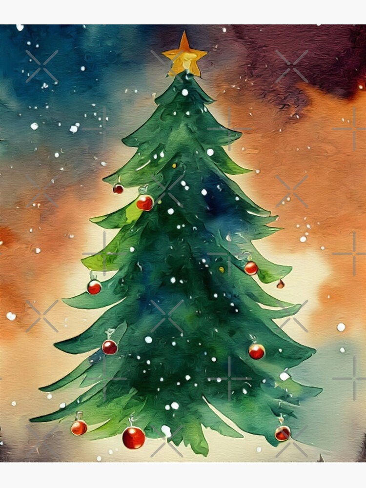 "Colorful Watercolor Christmas Tree" Poster for Sale by HappyLifeCreate ...