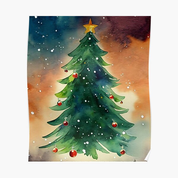 "Colorful Watercolor Christmas Tree" Poster for Sale by HappyLifeCreate ...