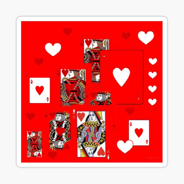 "CASINO CARDS HEARTS RED ART" Sticker for Sale by sharlesart | Redbubble