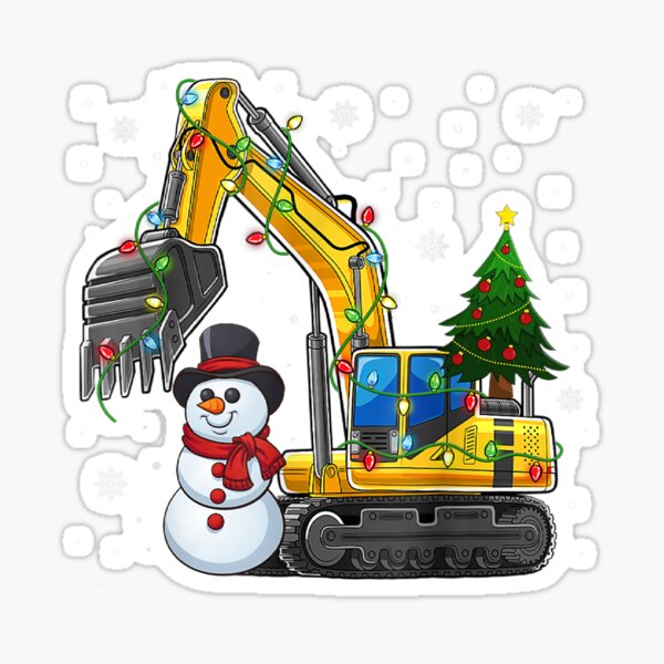"backhoe loader christmas" Sticker for Sale by Megashop83 | Redbubble