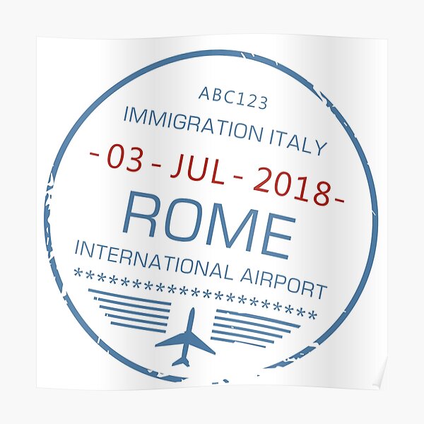 "Italy, Rome - Passport Stamp" Poster for Sale by Sejmen | Redbubble