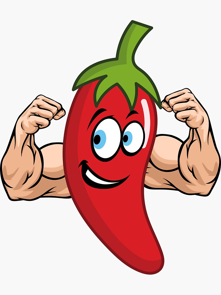 "Hot Chili Pepper with muscles - funny - " Sticker for Sale by Hageeer ...